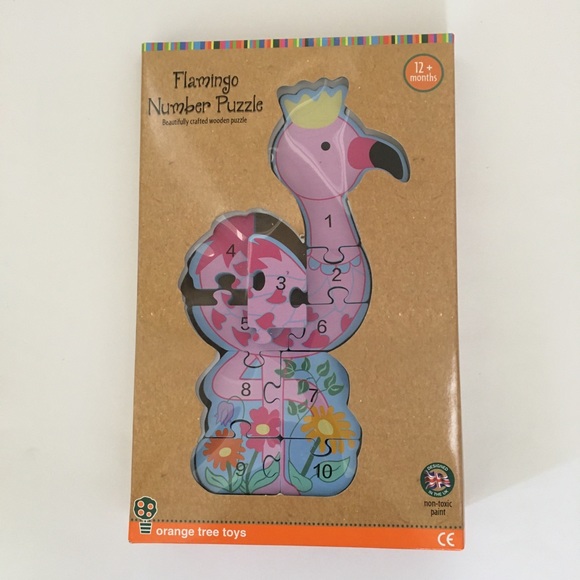 Orange TreeToys | Toys | New Wooden Puzzle Piece Flamingo Numbers 110 ...